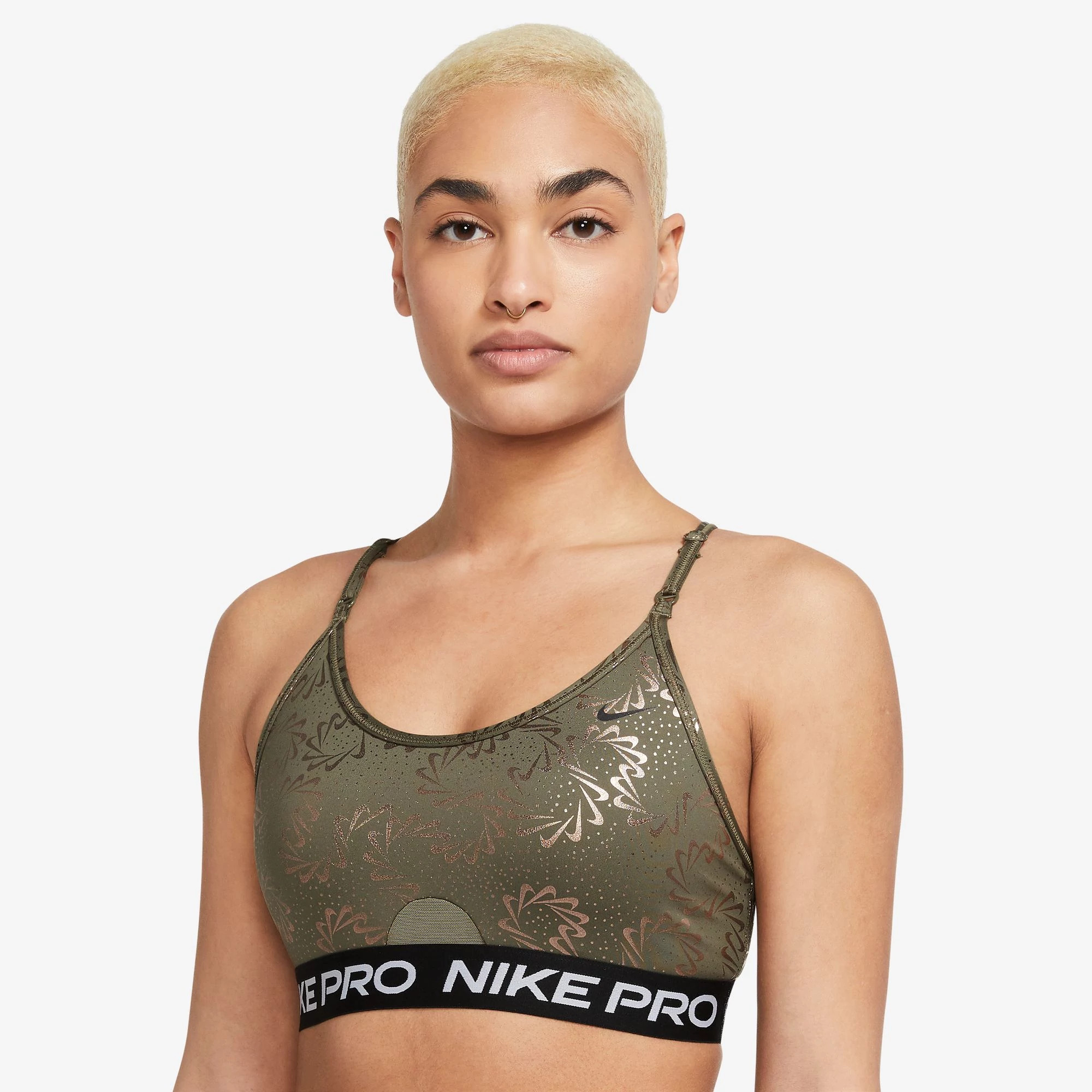 Womens Nike Dri-FIT Indy Strappy Swoosh Galaxy Sports Bras