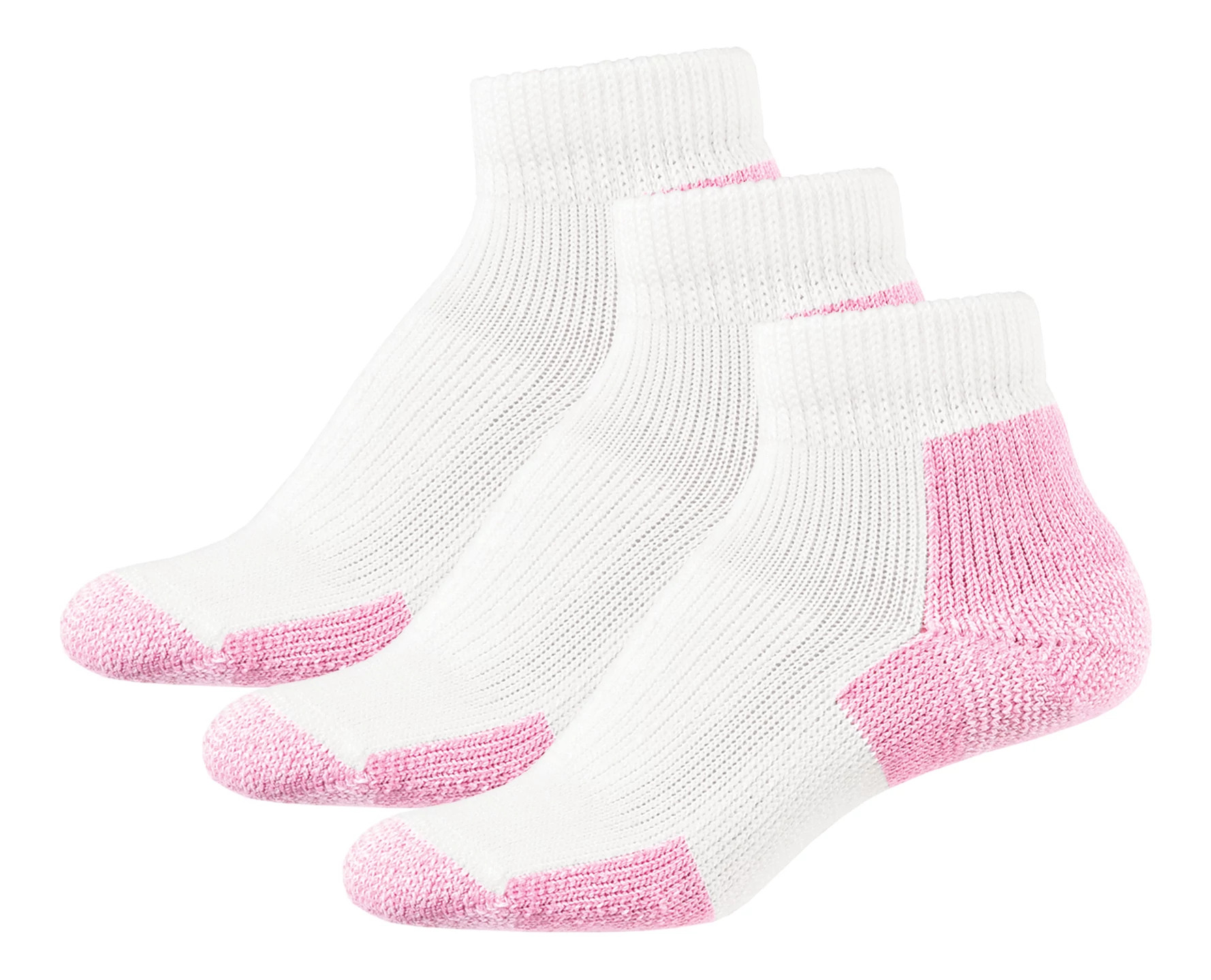 Womens Thorlo Thick Padded Pink Walking Ankle 3 Pack Socks