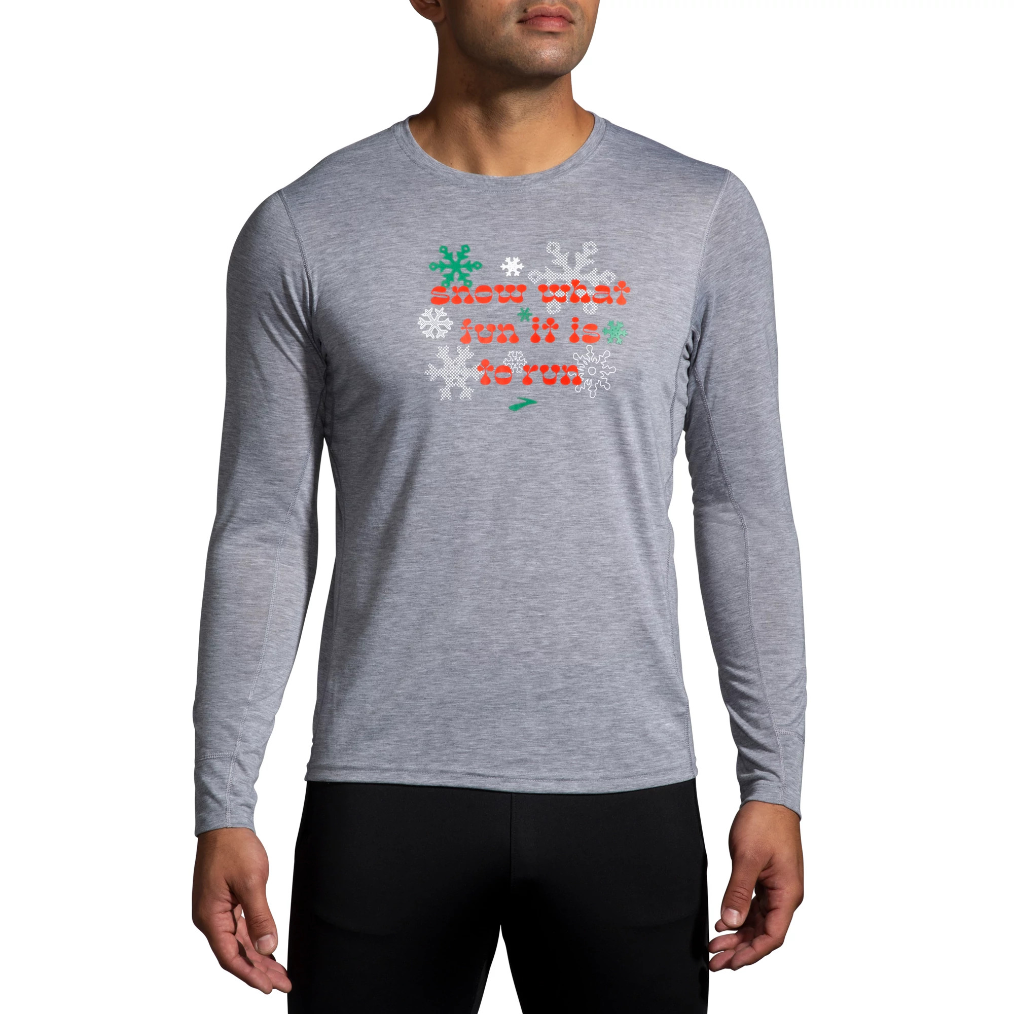 Mens Brooks Run Merry Distance Graphic Long Sleeve Technical Tops