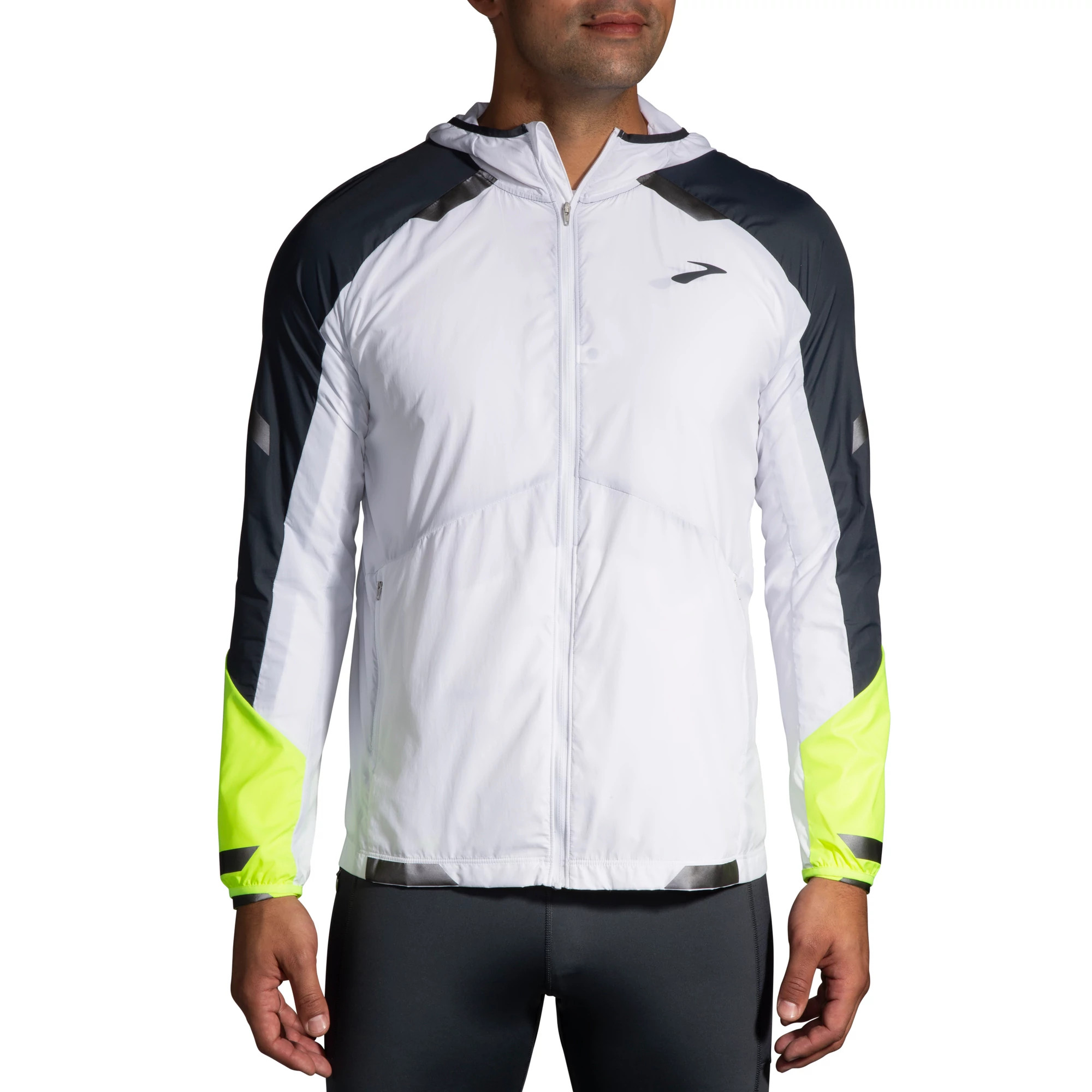 Mens Brooks Run Visible Convertible Rain Jackets