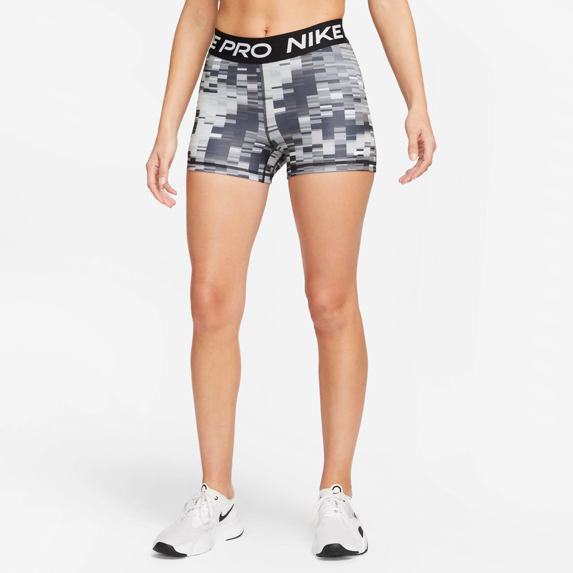 Womens Nike Pro Dri-FIT Glitchy Print 3" Compression & Fitted Shorts
