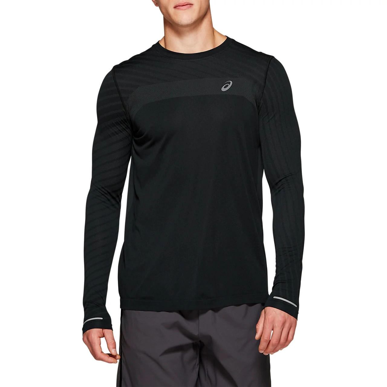 Mens ASICS Seamless Texture Long Sleeve Technical Tops